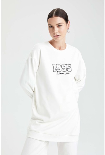 DeFacto Relax Fit Bisiklet Yaka Baskılı Kalın Sweatshirt Kumaşı Sweatshirt Tunik V9098AZ21WN DeFacto Relax Fit Bisiklet Yaka Baskılı Kalın Sweatshirt Kumaşı Sweatshirt Tunik V9098AZ21WN
