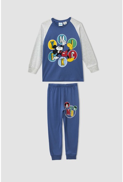 DeFacto Erkek Çocuk Mickey Mouse Lisanslı Uzun Kollu Pijama Takımı W3747A621Au DeFacto Erkek Çocuk Mickey Mouse Lisanslı Uzun Kollu Pijama Takımı W3747A621Au