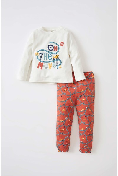 DeFacto Erkek Bebek Desenli Uzun Kollu Pijama Takımı W3204A221Au