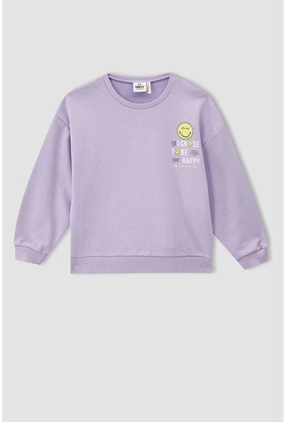 DeFacto Kız Çocuk SmileyWorld Lisanslı Regular Fit Bisiklet Yaka Sweatshirt V9316A621AU DeFacto Kız Çocuk SmileyWorld Lisanslı Regular Fit Bisiklet Yaka Sweatshirt V9316A621AU