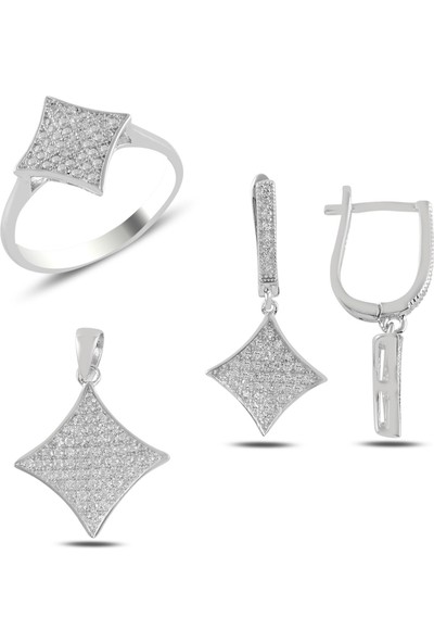 Gümüşhane Silver Zirkon Taşlı Set