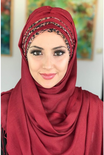 Butik Ambar Kırmızı Hazır Şal ve Pratik Şal