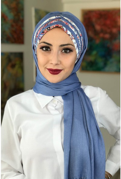 Butik Ambar Mavi Tesettür Şal