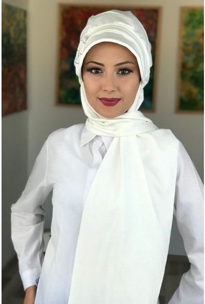 Butik Ambar Beyaz Tesettür Kadın Şapka