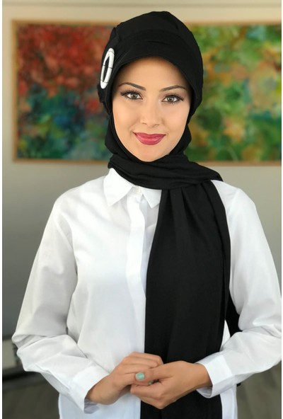 Butik Ambar Siyah Atkılı Şapka