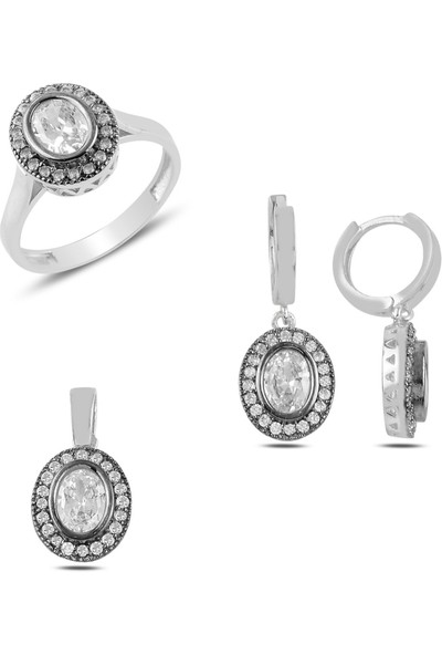 Gümüşhane Silver Zirkon Taşlı Set