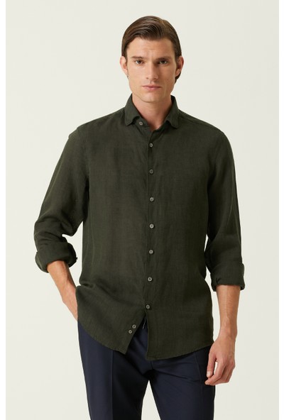 Network Comfort Fit Haki Keten Gömlek