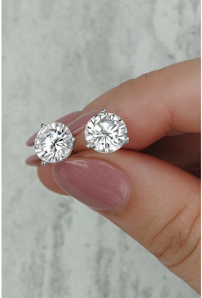 Crystal Diamond Zirconia Laboratuvar Pırlantası 2 Carat Tektaş Küpe Crystal Diamond Zirconia Laboratuvar Pırlantası 2 Carat Tektaş Küpe