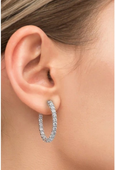 20 mm Laboratuvar Pırlantası 16 Karat Halka Küpe 20 mm Laboratuvar Pırlantası 16 Karat Halka Küpe