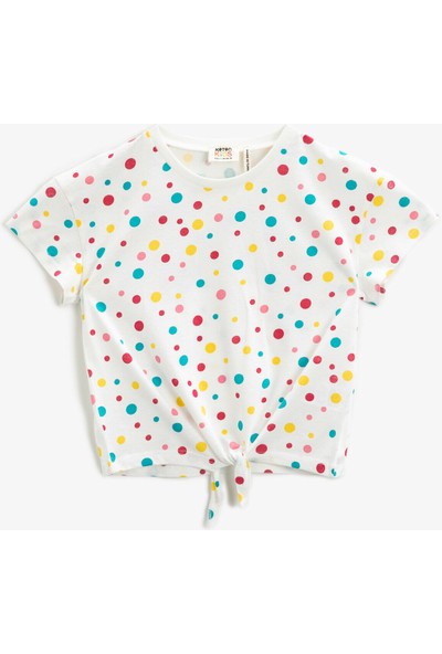 Koton Kız Çocuk Puantiyeli Tisört Bisiklet Yaka Kisa Kollu