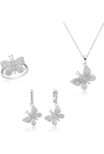 Mavio Kelebek Kadın Gümüş Takı Seti