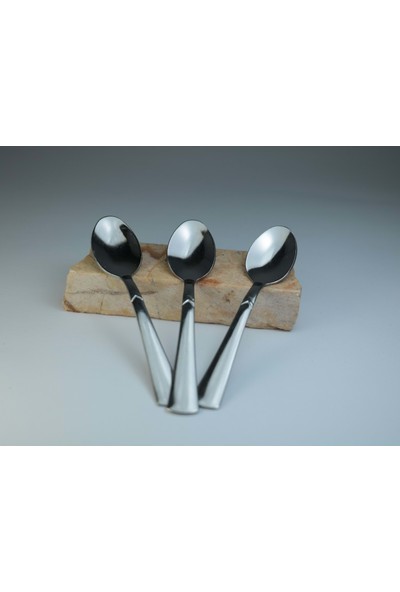 Çay Kaşığı Paslanmaz Çelik Duman Kaşık Sarı Kutu 12 Li Paket