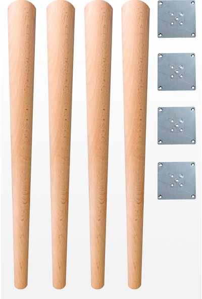 Ahşap Masa Ayağı 4'lü Set / Uzunluk: 75 cm - Çap: 5.5 cm