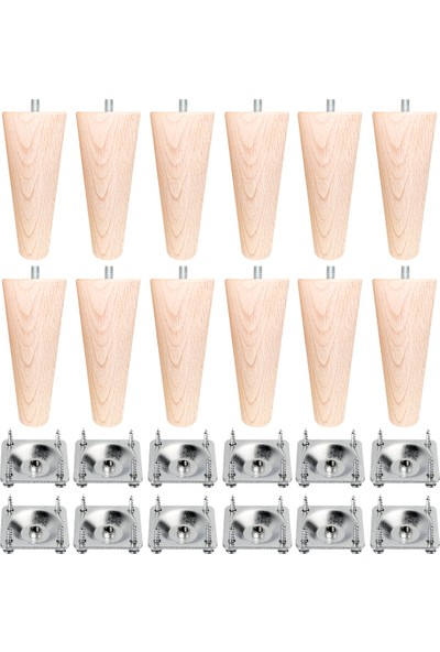 Turan Ahşap Ahşap Koltuk Ayağı 12'Li Set / Uzunluk :12 Cm- Çap:5.5 Cm