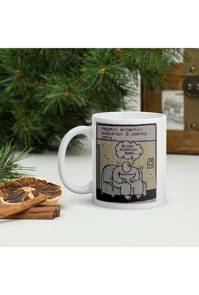 Kupgade Karikatür Baskılı Beyaz Kupa Bardak Kupgade Karikatür Baskılı Beyaz Kupa Bardak