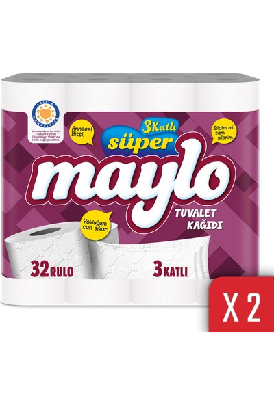 Maylo 3 Katlı Tuvalet Kağıdı 32'li 2'li Paket Maylo 3 Katlı Tuvalet Kağıdı 32'li 2'li Paket