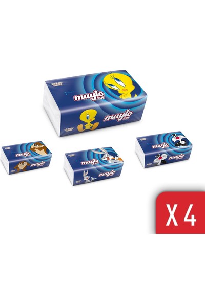 Maylo Looney Tunes Puf Mendil 150 Yaprak 4'lü Paket Maylo Looney Tunes Puf Mendil 150 Yaprak 4'lü Paket