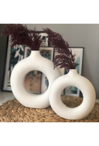 Thiramis Beyaz Halka Vazo 2’li Thiramis Beyaz Halka Vazo 2’li