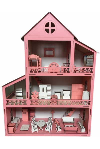 Belinay Çocuk Dünyası 100 cm 36 Mobilya Ahşap Montessori Çocuk Bebek Oyun Evi