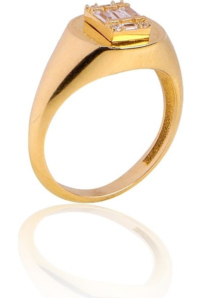 Alyanaklar Modern Tasarım Taşlı Sarı Altın Yüzük
