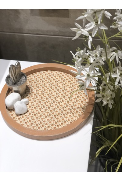 Maison Avf Rattan Hazeran Yuvarlak Tepsi Cappuccino MA032