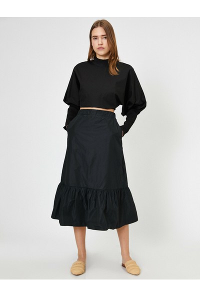 Koton Kabarik Iki Kat Tafta Detayli Etek