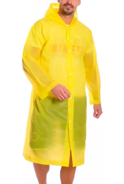 Marlux Kadın Erkek Yağmurluk Kapüşonlu Çıtçıtlı Eva Sarı Yağmurluk
