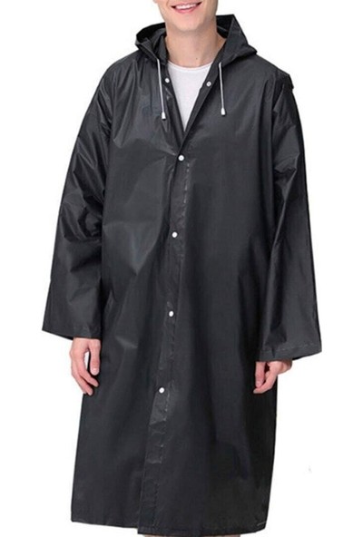 Marlux Kadın Erkek Yağmurluk Kapüşonlu Çıtçıtlı Eva Siyah Yağmurluk