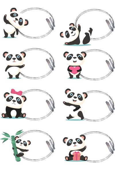 Tellgraf Panda Figürlü Defter Kitap Etiketi Tellgraf Panda Figürlü Defter Kitap Etiketi