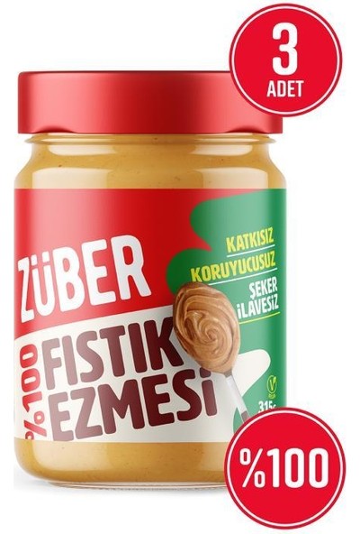 Züber %100 Fıstık Ezmesi 315 gr x 3 Adet