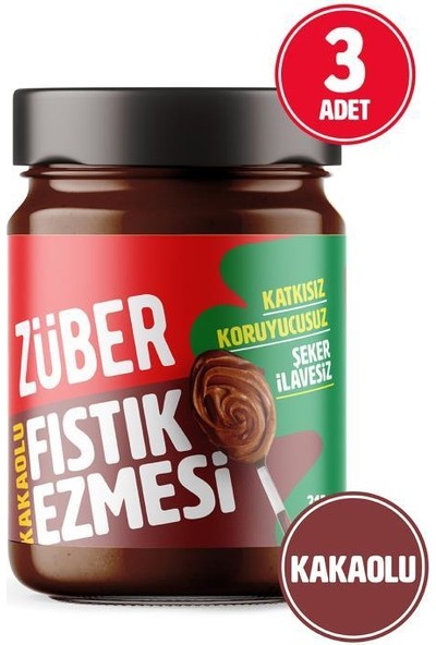 Züber Kakaolu Fıstık Ezmesi 315 gr x 3 Adet Züber Kakaolu Fıstık Ezmesi 315 gr x 3 Adet