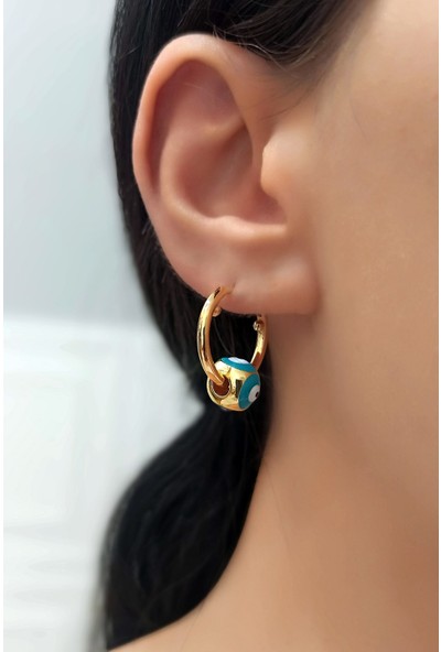 ÇLK Accessories Özel Seri Nazar Boncuk Halka Küpe TRKÜPE34051 B34003