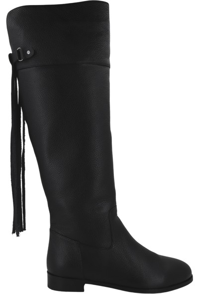 Hobby 21422 Deri Kadın Günlük Binici Çizme Siyah