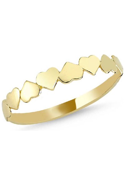 Engingold 14 Ayar Altın Sade Kalpli Yüzük