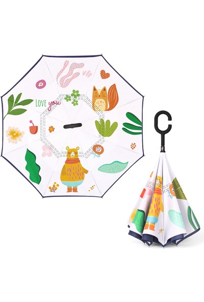 Gentisy Çocuklar İçin Rengarenk Sevimli Desenli Taşınabilir ve Katlanabilir Şemsiye (Yurt Dışından)