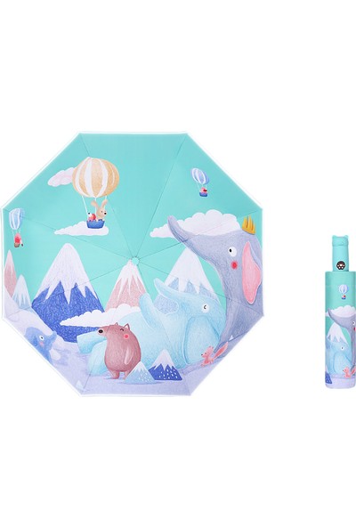 Gentisy Çocuklar İçin Rengarenk Sevimli Desenli Taşınabilir ve Katlanabilir Şemsiye (Yurt Dışından)