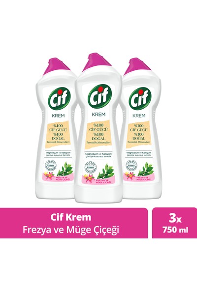Cif Krem Temizleyici Frezya ve Müge Çiçeği 750 ml X3 Cif Krem Temizleyici Frezya ve Müge Çiçeği 750 ml X3