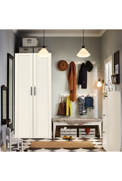 Dekorex PRT-220-BEYAZ -Iki Panjur Kapaklı Portmanto