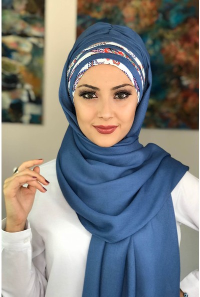 Butik Ambar Mavi Hazır Şal