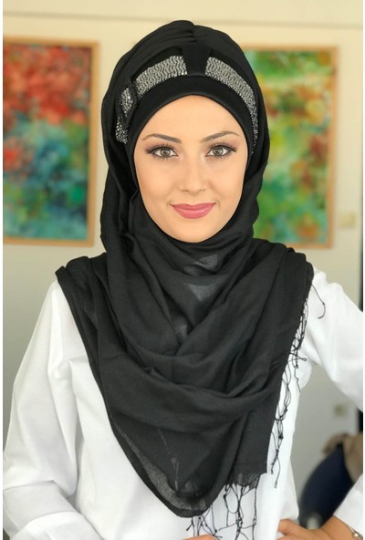 Butik Ambar Siyah Hazır Şal