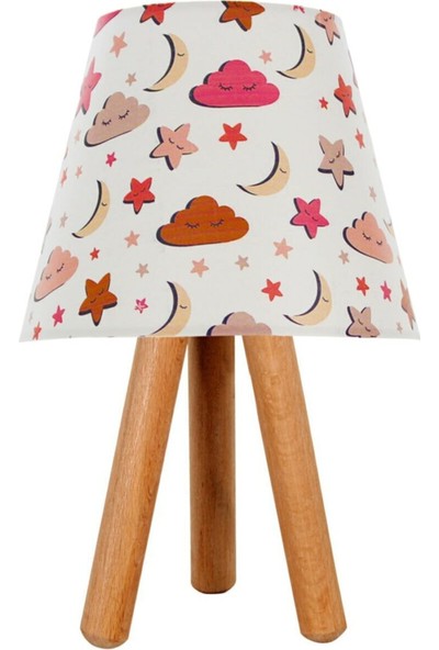 Evlight Çocuk Odası Üç Ayaklı Ahşap Abajur