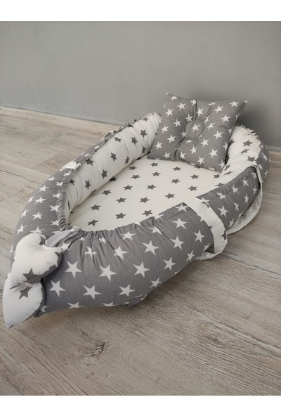 Babynest Dünyası Gri Yıldız ve Beyaz Zemin Gri Yıldız Kombin Orijinal Babynest,yastığı Babynest Dünyası Gri Yıldız ve Beyaz Zemin Gri Yıldız Kombin Orijinal Babynest,yastığı