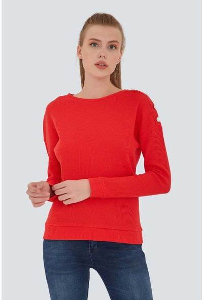 Fashion Friends 21K0230K1 Kadın Omzu Düğmeli Sweatshirt Fashion Friends 21K0230K1 Kadın Omzu Düğmeli Sweatshirt