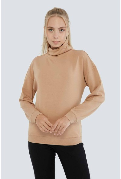 Fashion Friends 21K0132K1 Kadın Boğazlı Oversize Sweatshirt
