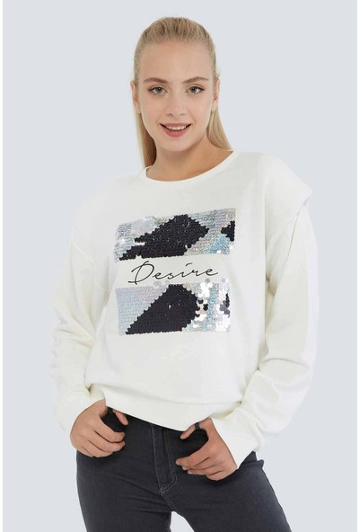 Fashion Friends 21K0393K1 Kadın Vatkalı Pulpayetli Sweatshirt Fashion Friends 21K0393K1 Kadın Vatkalı Pulpayetli Sweatshirt