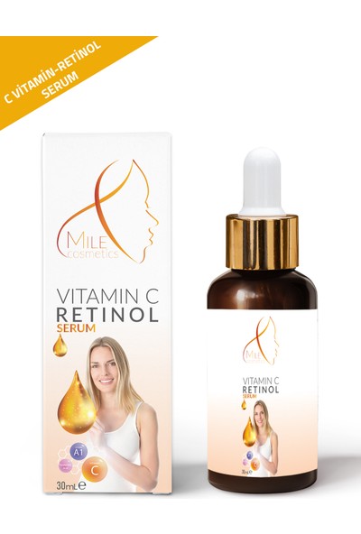 CN Ticaret Xmile C Vitamin-Retinol Serum Cilt Canlandırıcı Nemlendirici Besleyici Dolgunlaştırıcı 30 ml