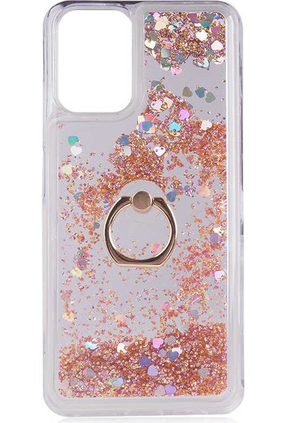 Cupcase Xiaomi Redmi Note 10S Kılıf Milce Yüzüklü Sıvılı Kapak Gold