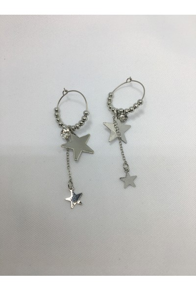 ESI Accessory Yıldız Detaylı Gümüş Renk Kadın Bijuteri Küpe