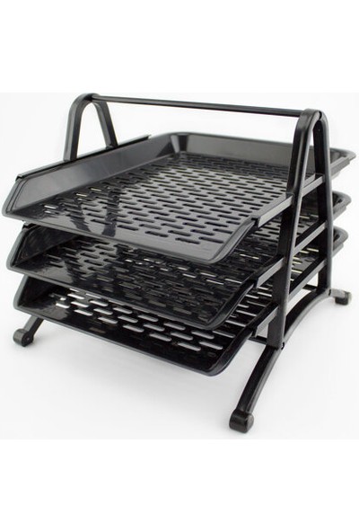 2K Evrak Rafı 3 Katlı Plastik Raf Siyah