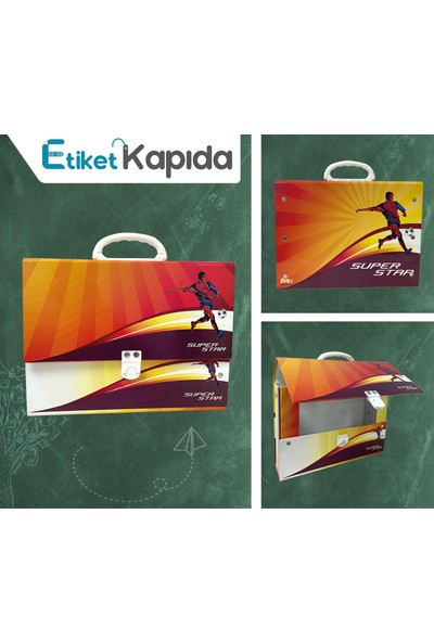 Etiket Kapıda Super Star Okul Klasörü - Kutu Klasör -Kulplu Çanta 32*28*7,6cm